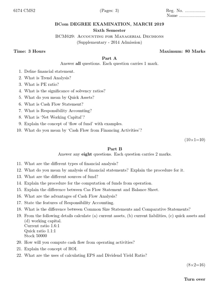 Accounting for Managerial Decisions Exam | PDF | Finance & Money Management