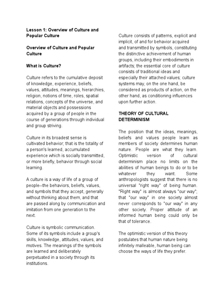 Understanding Culture & Pop Culture | PDF | Social Science