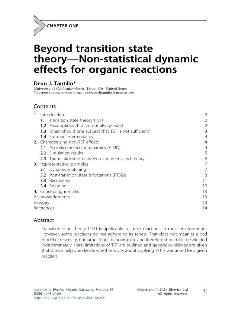 Beyond Transition State Theory-Non-Statistical Dynamic Effects For ...