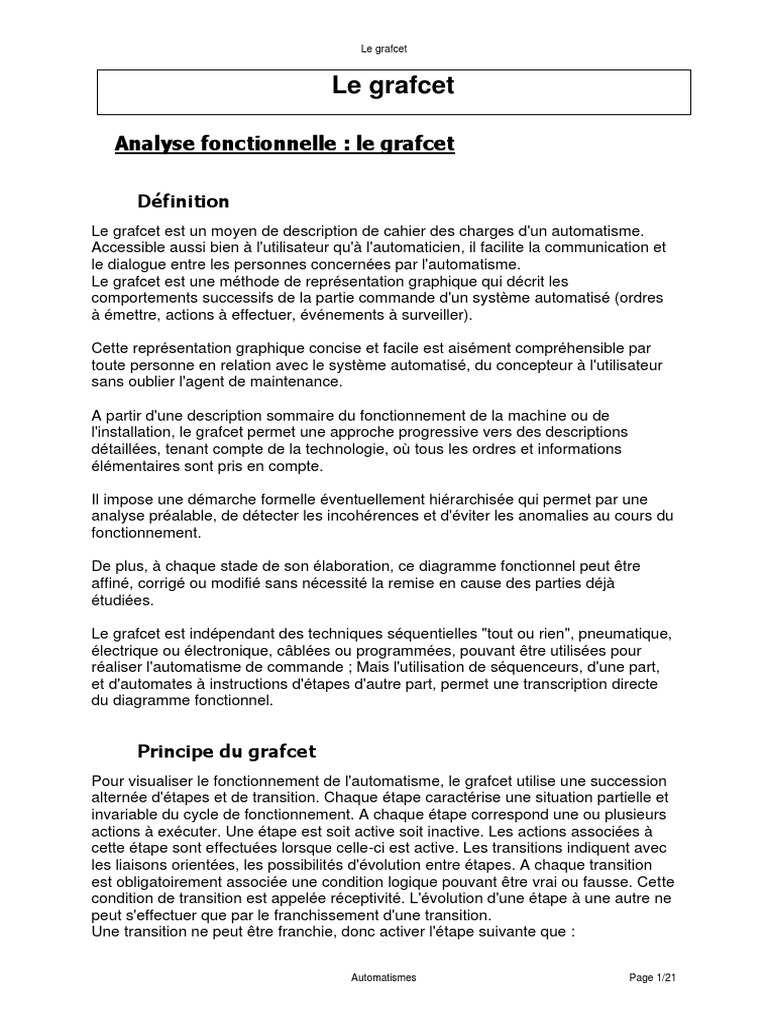 Grafcet COURS PDF | PDF