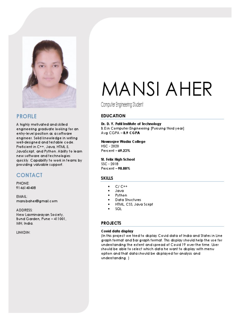 Mansi Aher - Resume1 | PDF | Career & Growth | Business