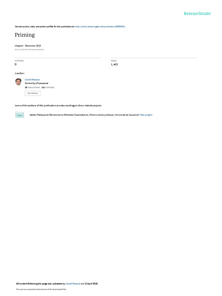 Priming: December 2015 | PDF | Priming (Psychology) | Memory