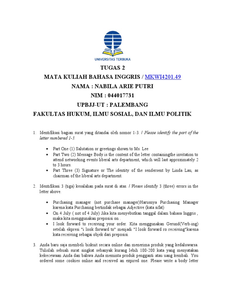 Bahasa Inggris 2 - 044017731 | PDF