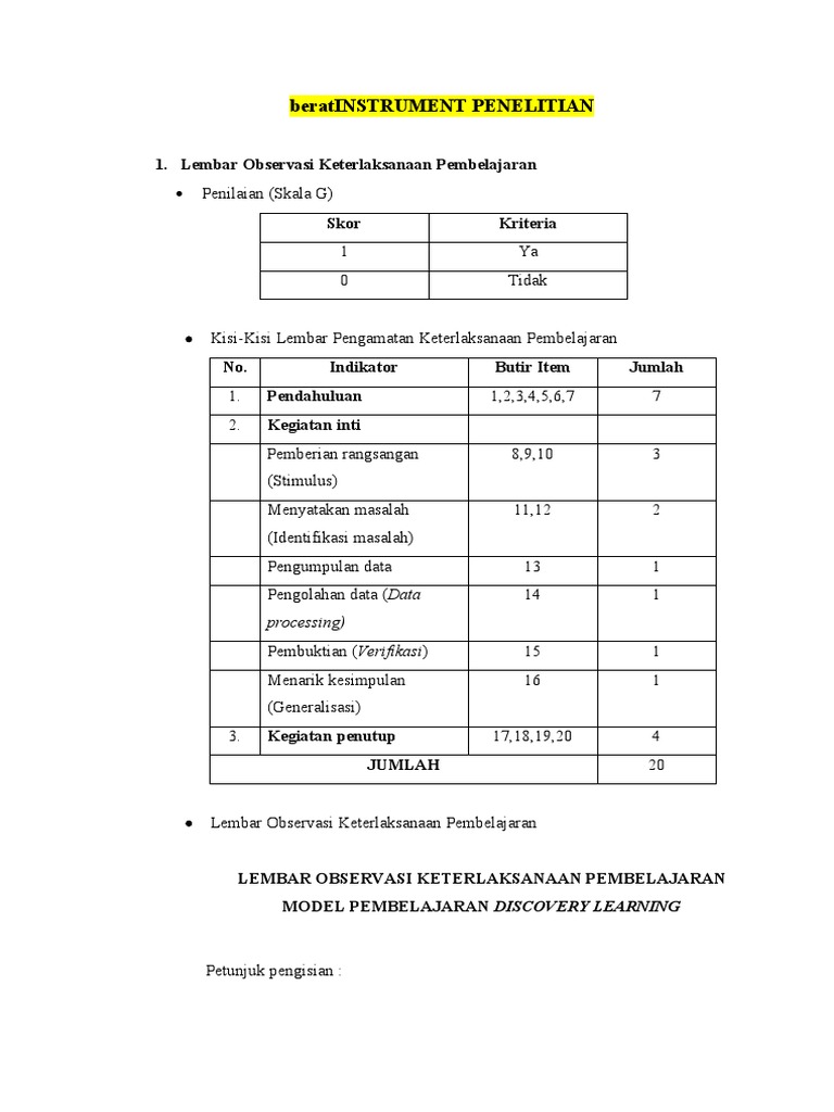 Observasi Pembelajaran Discovery Learning | PDF