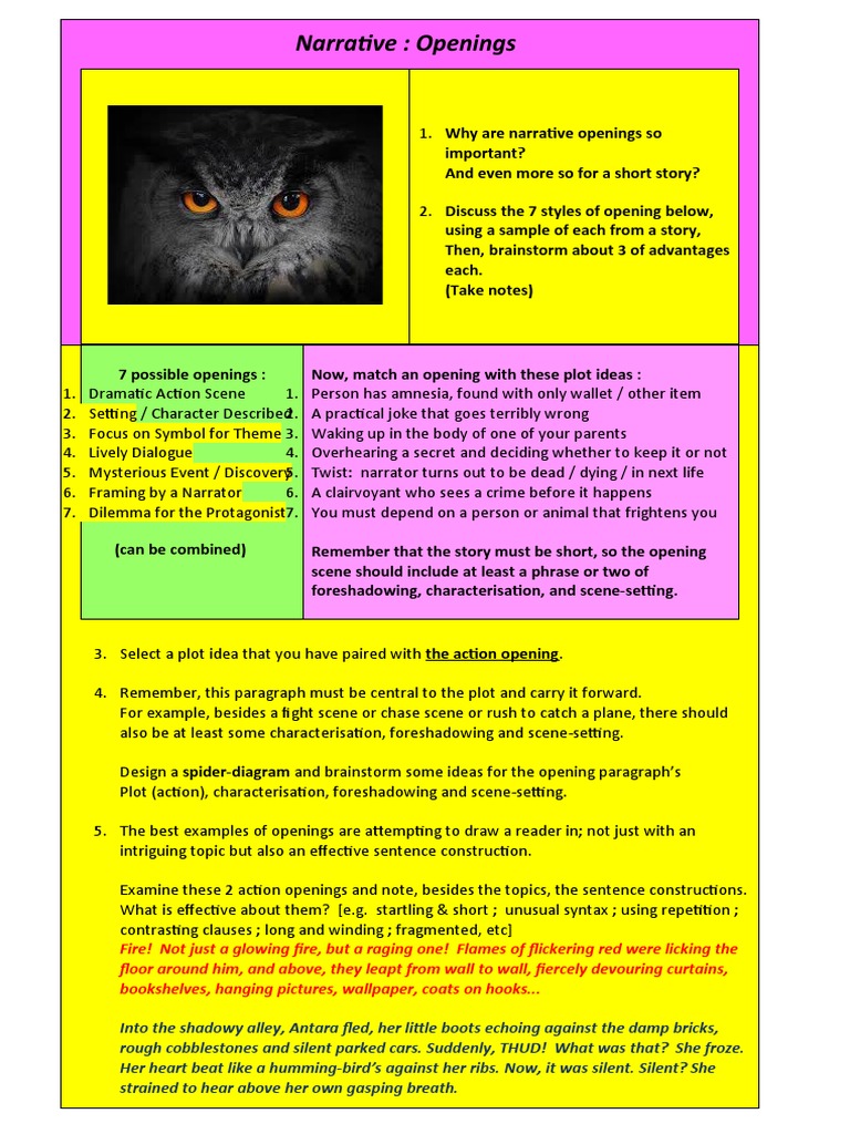 Effective Narrative Openings Explained | PDF | Plot (Narrative)