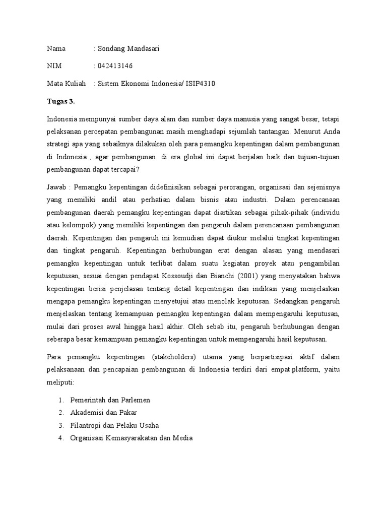 Tugas 3 Sistem Ekonomi Idn | PDF