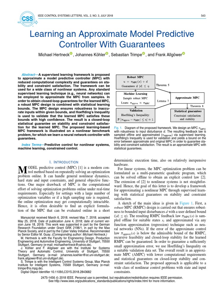 Hertneck, M., Kohler, J., Trimpe, S., and Allg Ower, F. Learning An Approximate Model Predictive ...
