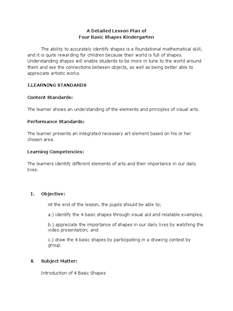 Detailed-Lesson-Plan-Shapes Grade 1 | PDF