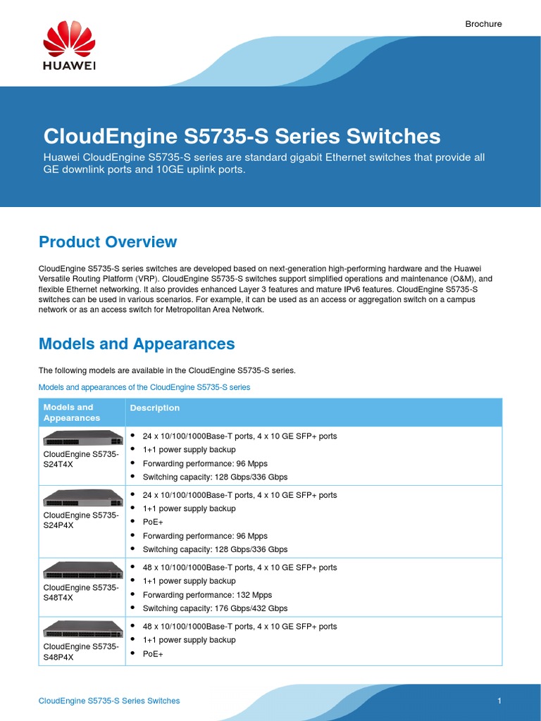 Huawei CloudEngine S5735-S Series Switches Brochure | PDF