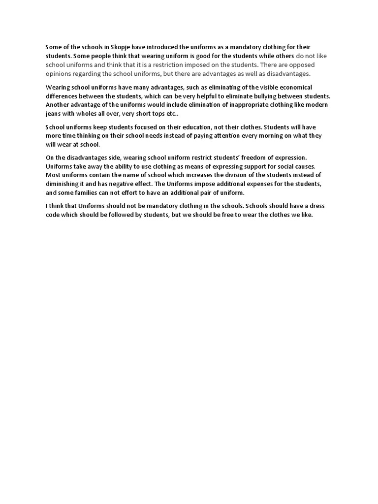School Uniforms: Pros and Cons Debate | PDF
