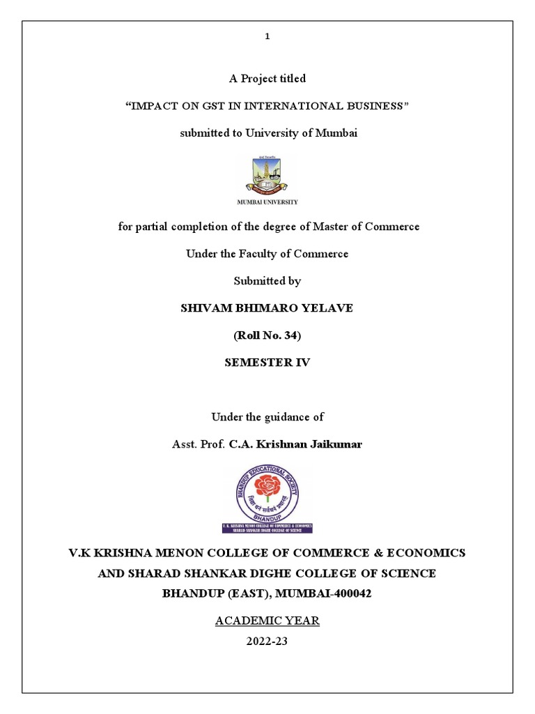 Mcom Project Sem 4 | PDF | Value Added Tax | Taxes