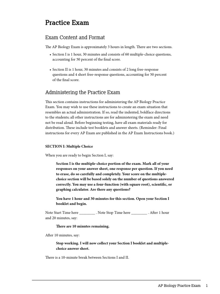 Ap Biology 2020 Practice Exam 1 MCQ PDF | PDF