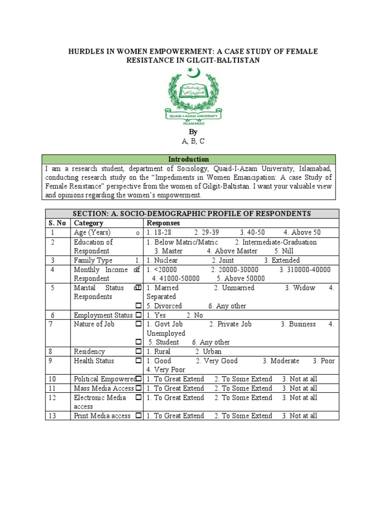 Final Questionnaire (Ammended) | PDF | Gender Studies | Discrimination ...