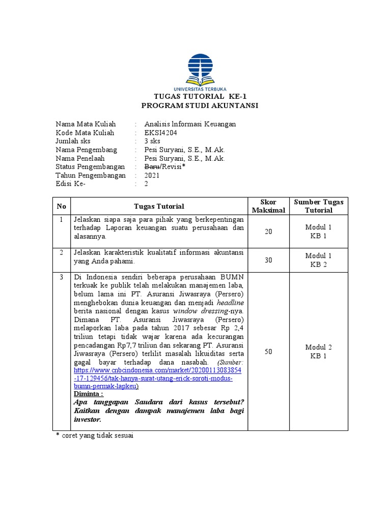 Soal Tugas 1 - AIK | PDF
