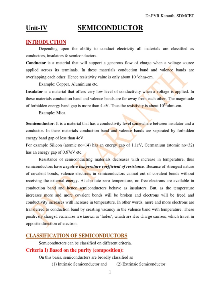 Semiconductor Classification and Properties | PDF | Semiconductors | Doping (Semiconductor)