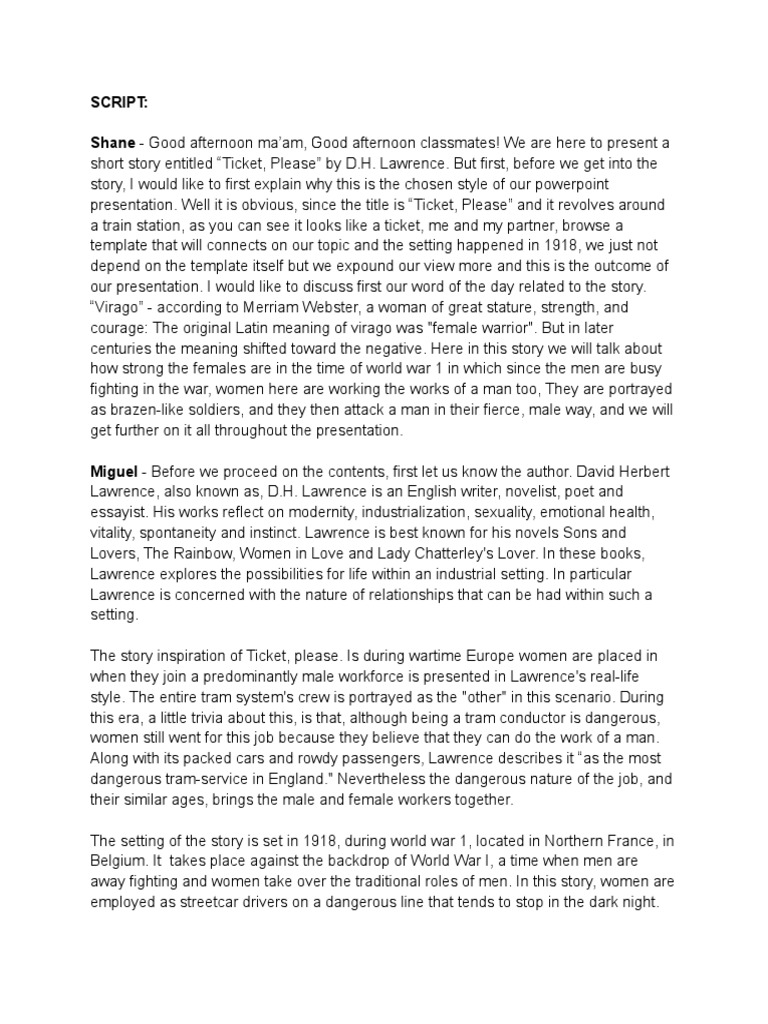 Script Ticket Please | PDF | General Fiction