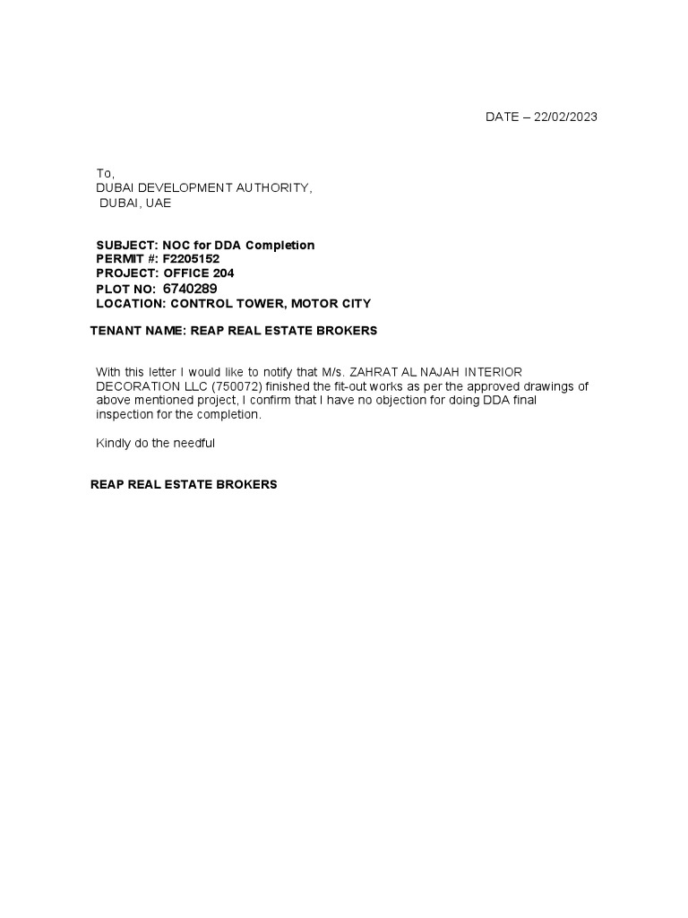 NOC FOR DDA COMPLETION (1).docx | PDF