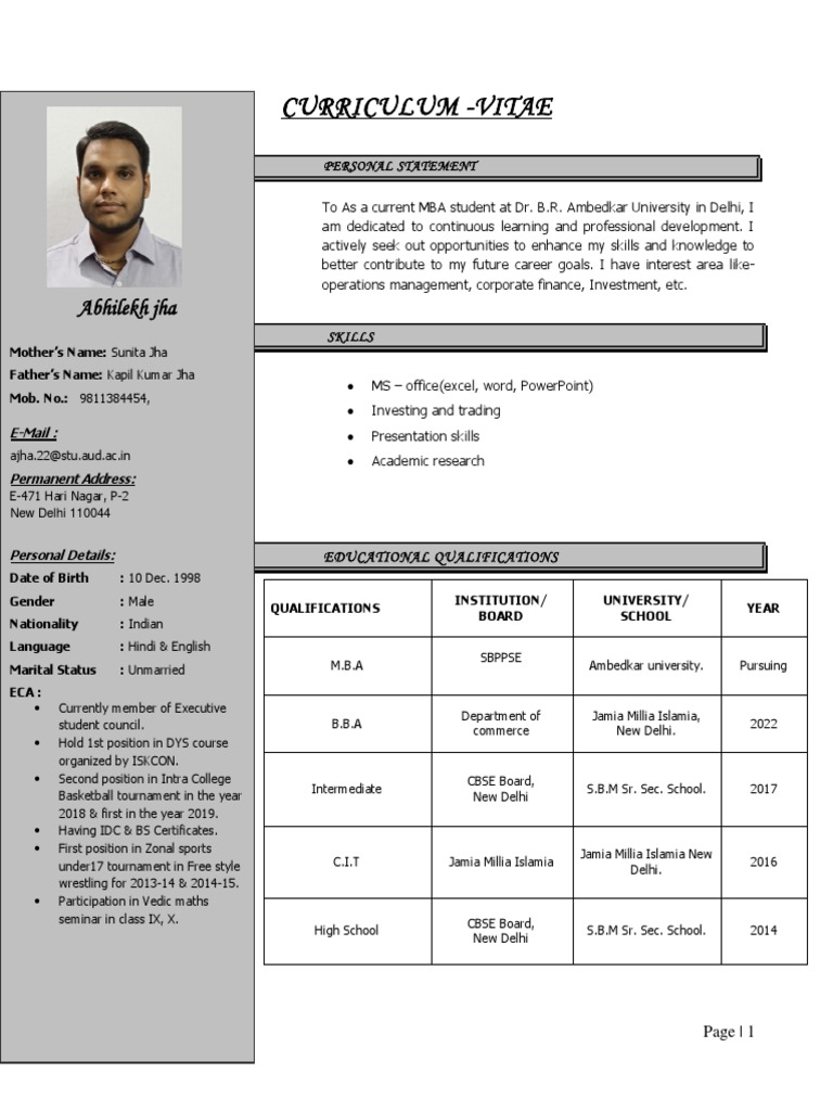 Abhilekh Jha CV | PDF
