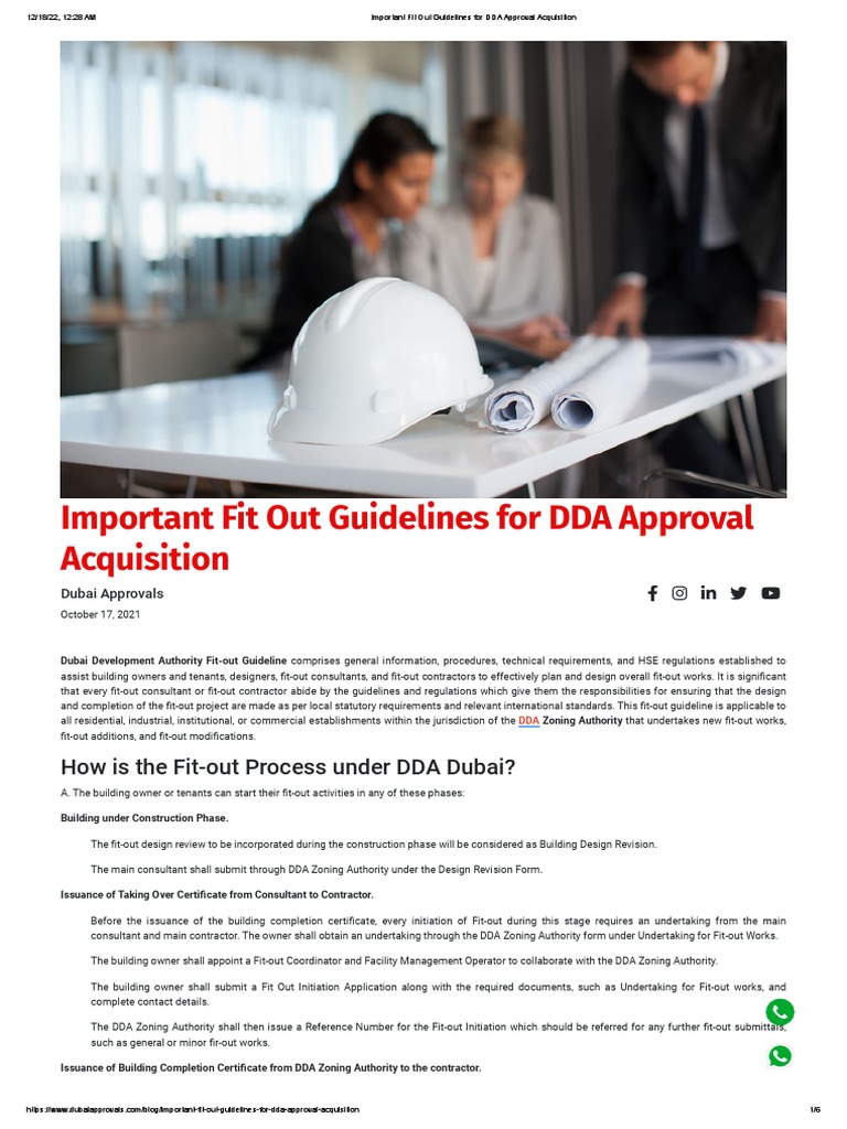 Important Fit Out Guidelines For DDA Approval Acquisition PDF | PDF