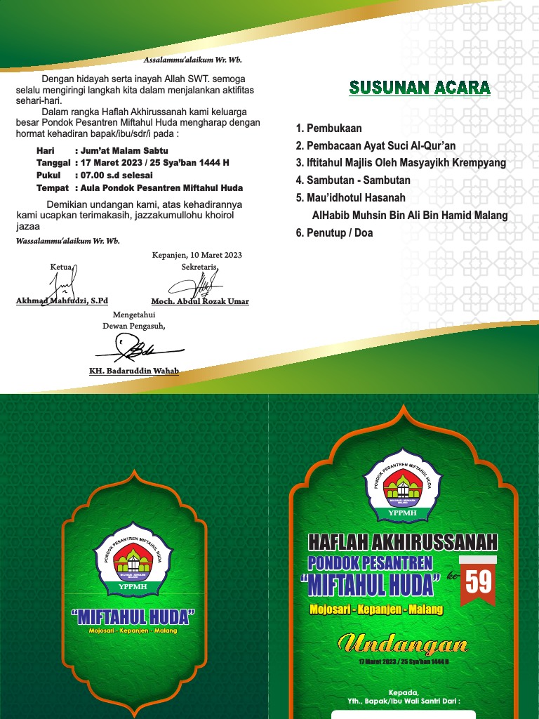 Undangan Haflah Akhirussanah 2023 | PDF