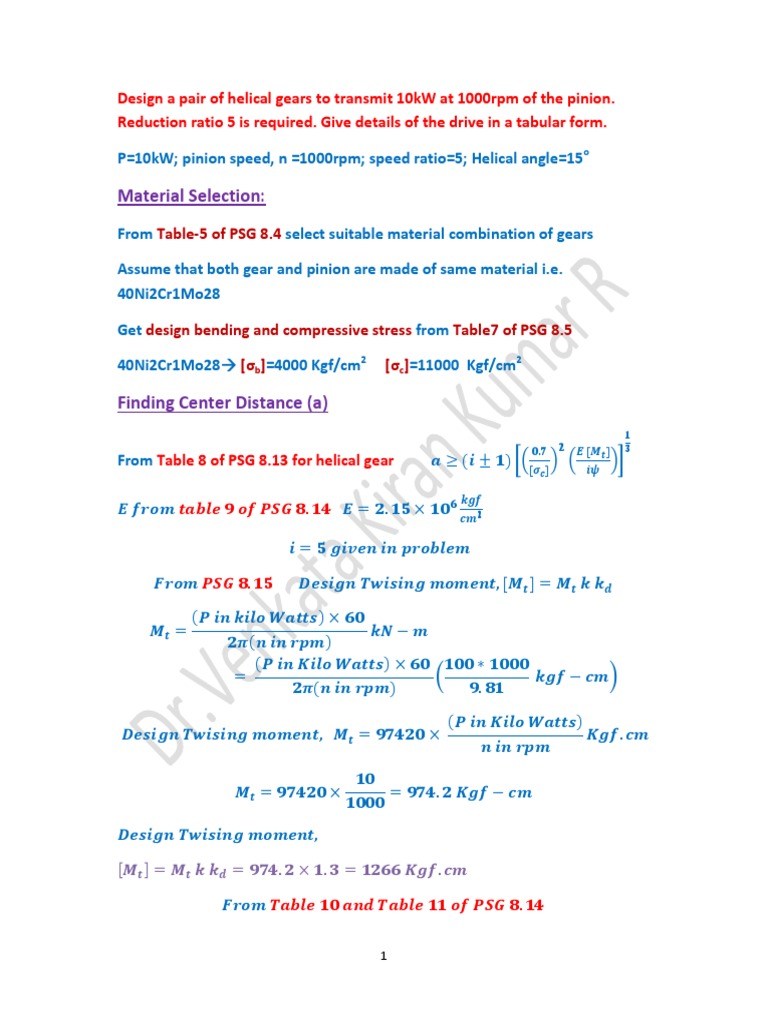 Helical Gear Design PSG PDF | PDF | Gear | Continuum Mechanics Helical Gear Design PSG PDF | PDF | Gear | Continuum Mechanics