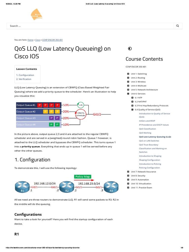 QoS LLQ (Low Latency Queueing) On Cisco IOS | PDF