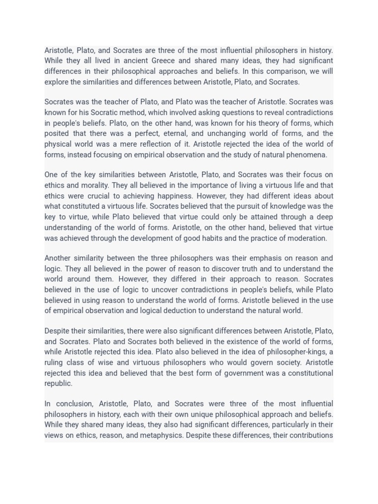 Aristole Socrates and Plato Notes PDF | PDF