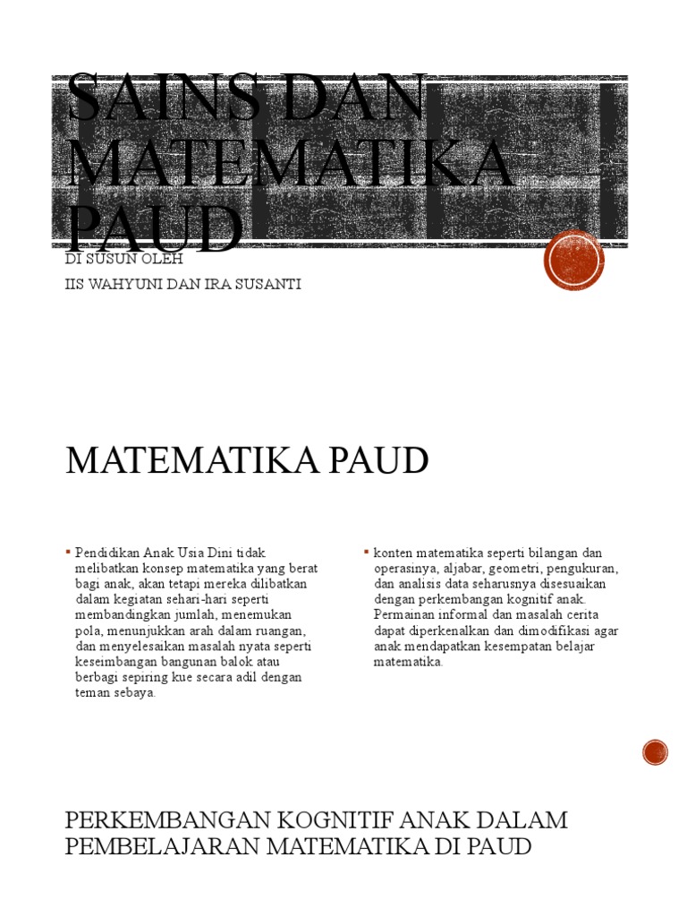 Sains Dan Matematika Paud | PDF | Karier & Perkembangan