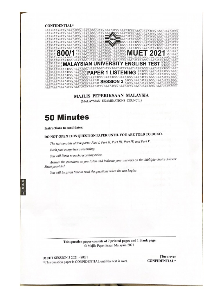 MUET Listening Session 3 2021 - 230106 - 083705 | PDF