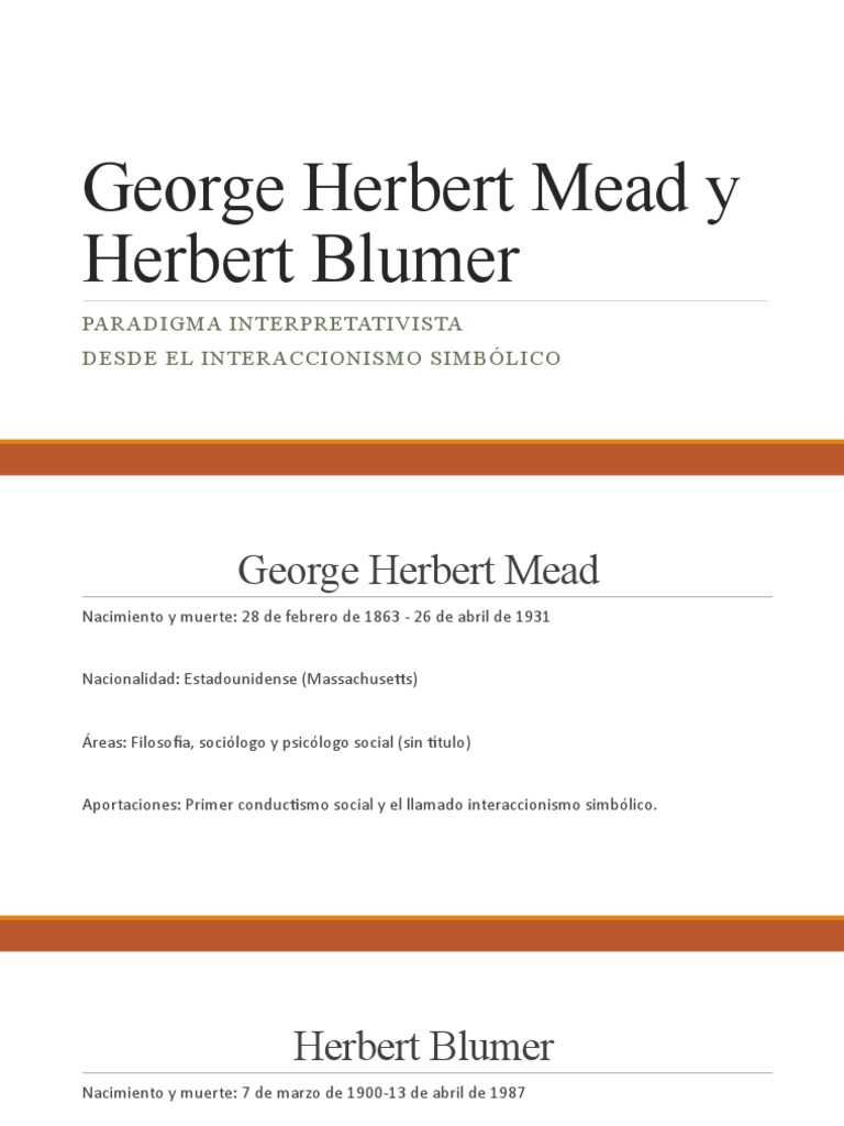 George Herbert Mead y Herbert Blumer [Autoguardado].pptx | PDF