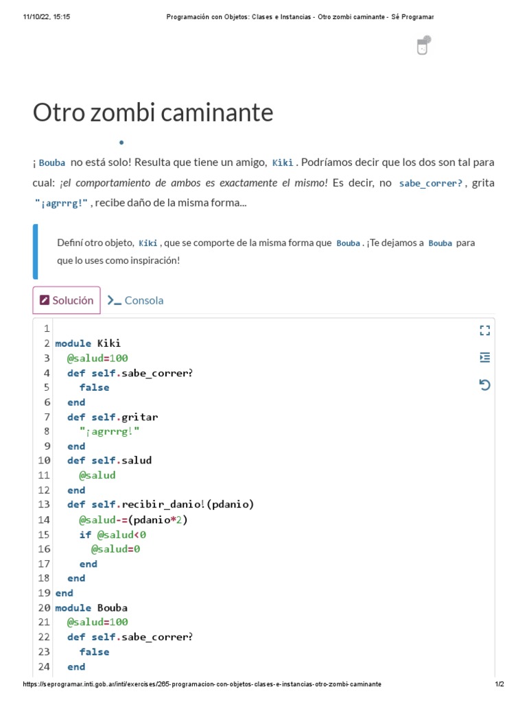 04-Programación Con Objetos - Clases e Instancias - Otro Zombi Caminante - Sé Programar PDF | PDF