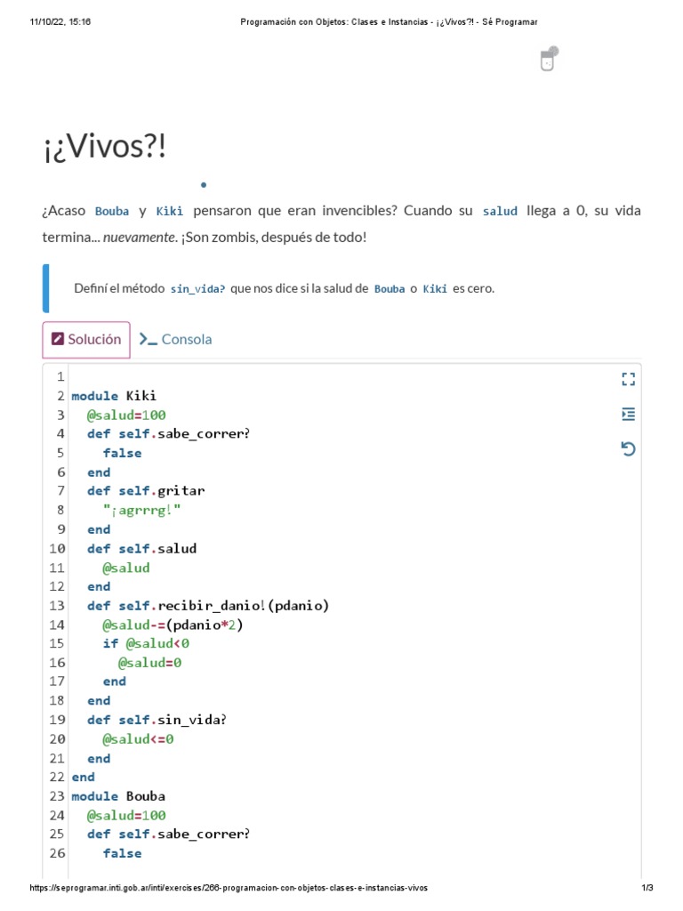 05-Programación Con Objetos - Clases e Instancias - ¡¿Vivos - ! - Sé Programar | PDF