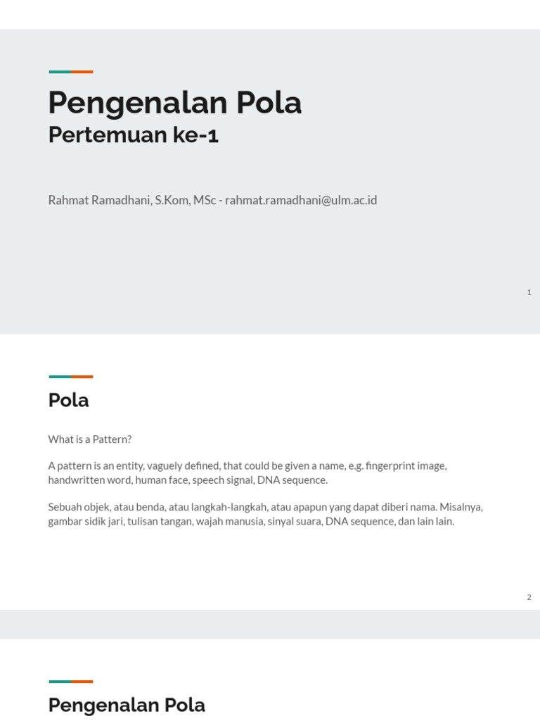 Pengenalan Pola dan Ekstraksi Fitur | PDF
