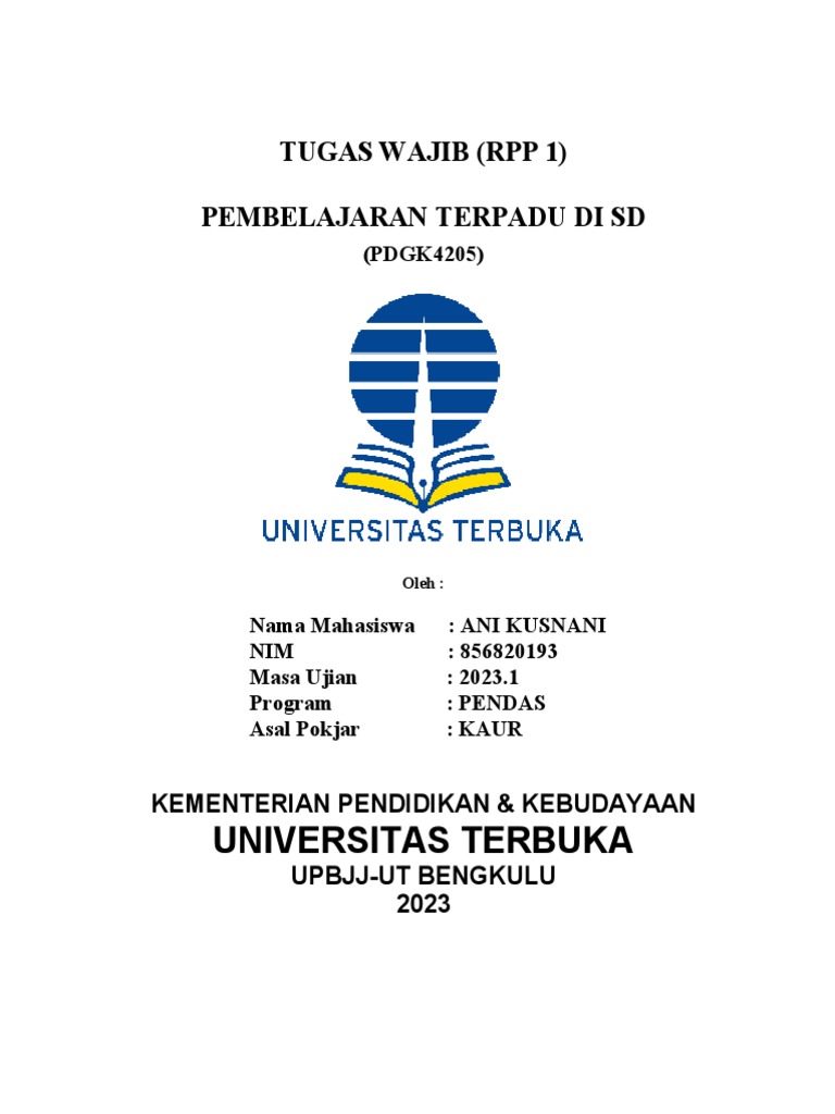 Cover Tugas Praktik RPP Mahasiswa | PDF