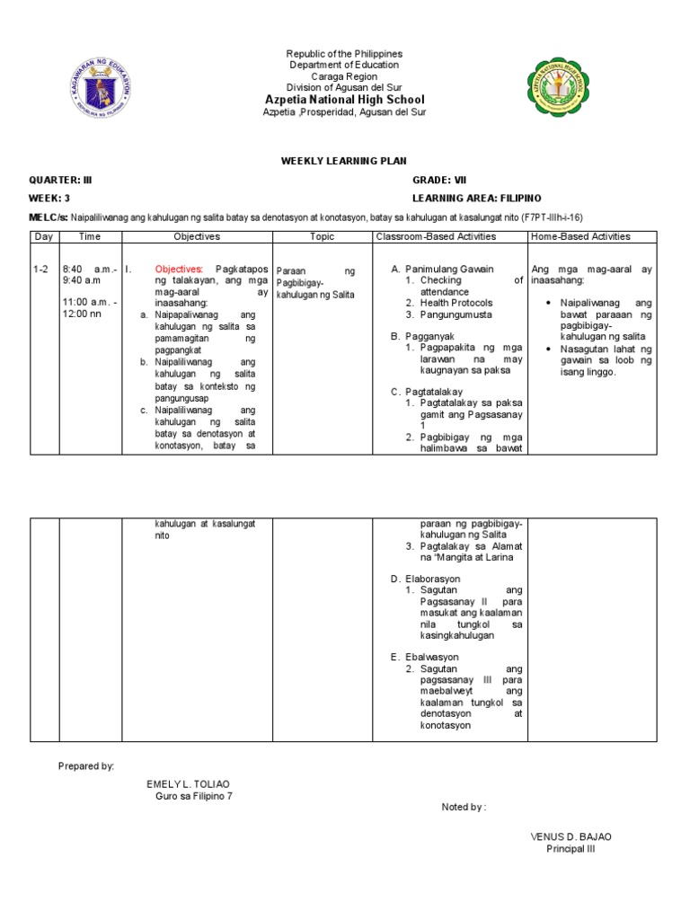 Filipino 7 WLP | PDF