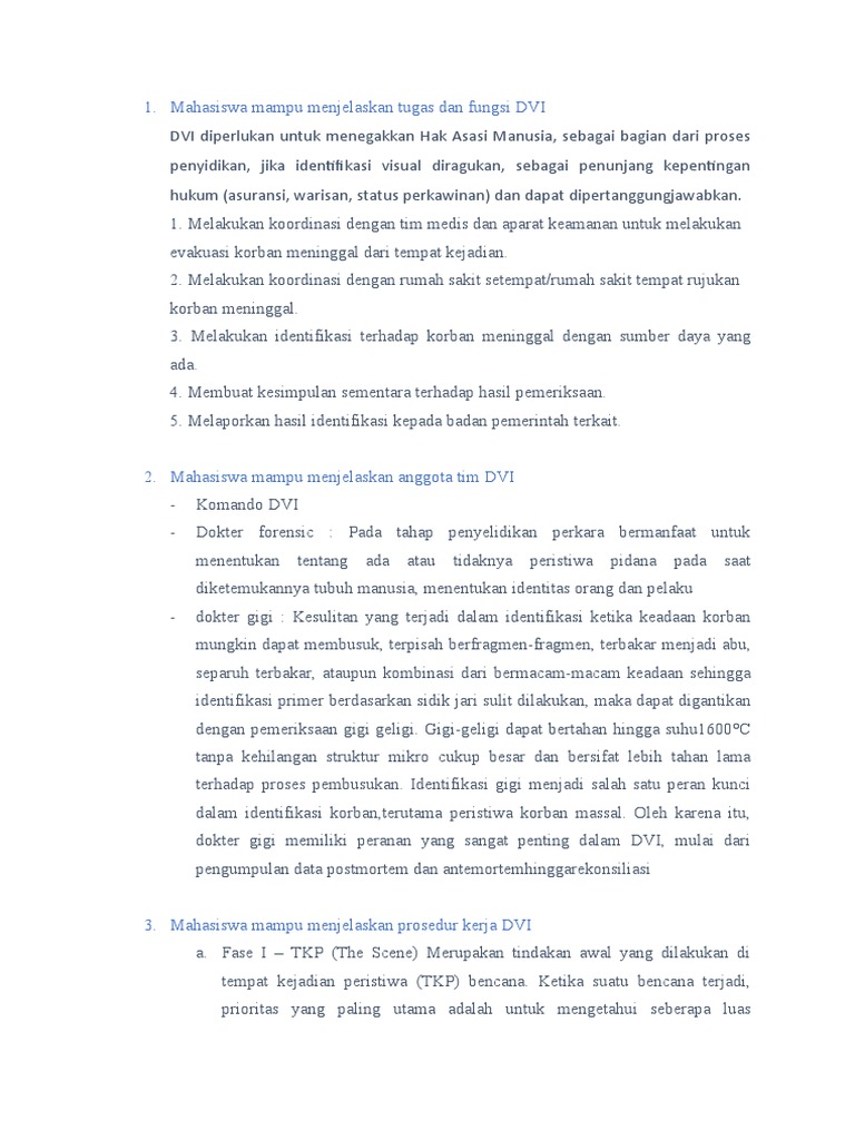 Mahasiswa Mampu Menjelaskan Tugas Dan Fungsi DVI | PDF