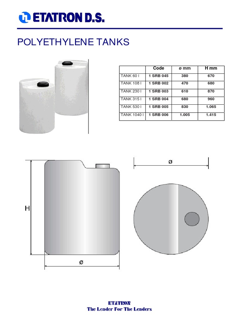 Pe Tanks - Datasheet | PDF
