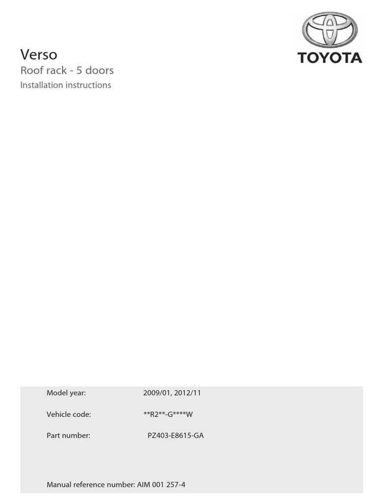 Verso_Roof rack_PZ403-E8615-GA_AIM 001 257-4.pdf | PDF