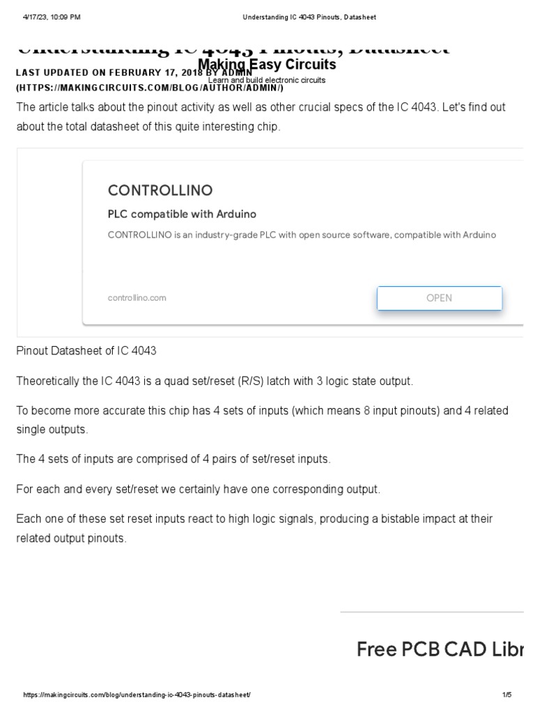 Understanding IC 4043 Pinouts, Datasheet PDF | PDF