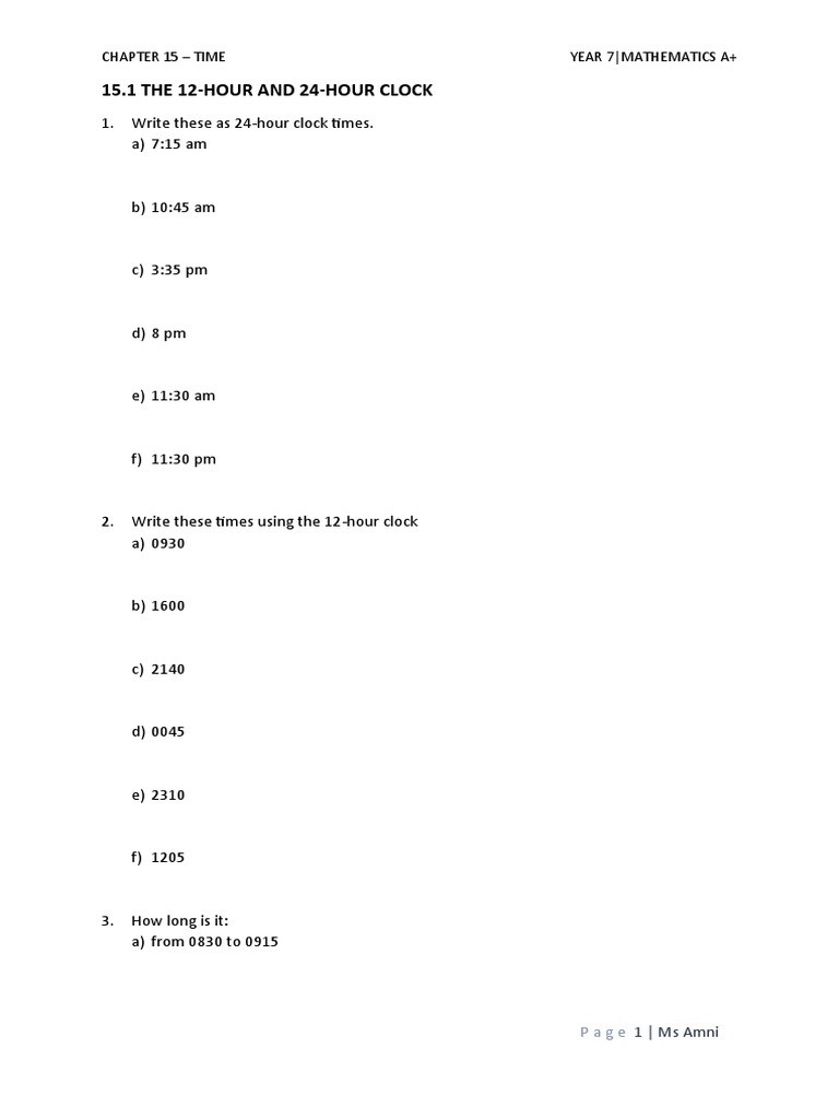 Chapter 15 - Time | PDF