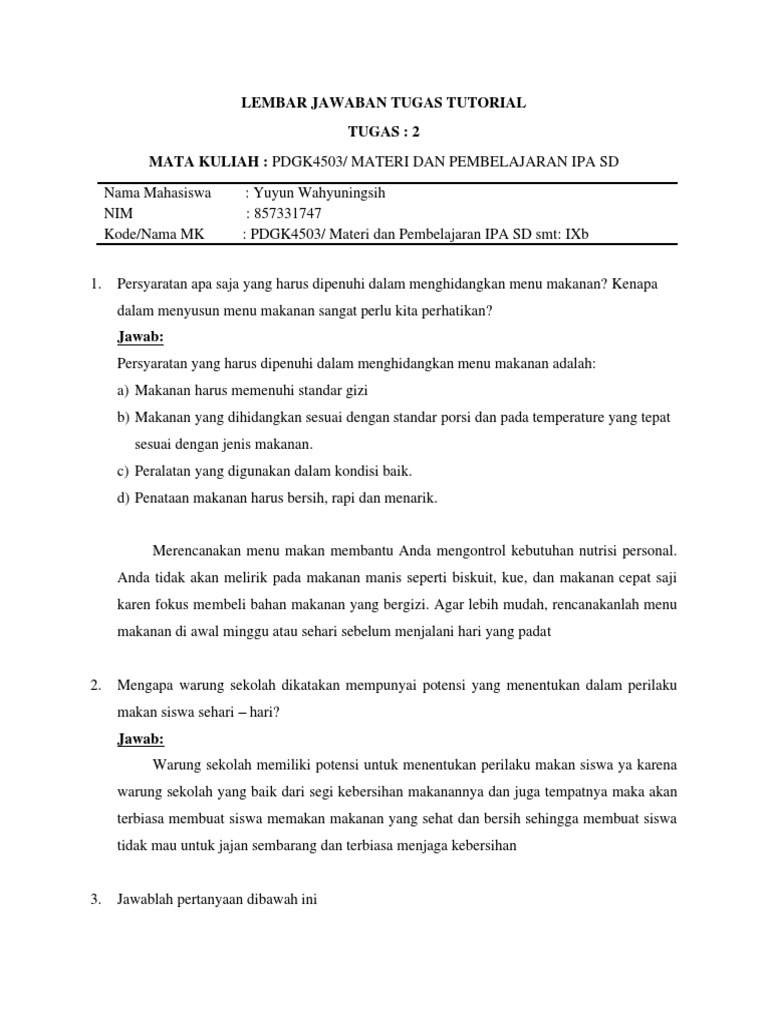 TTM 2 PDGK4503 Materi Dan Pembelajaran IPA SD PDF | PDF | Sains & Matematika