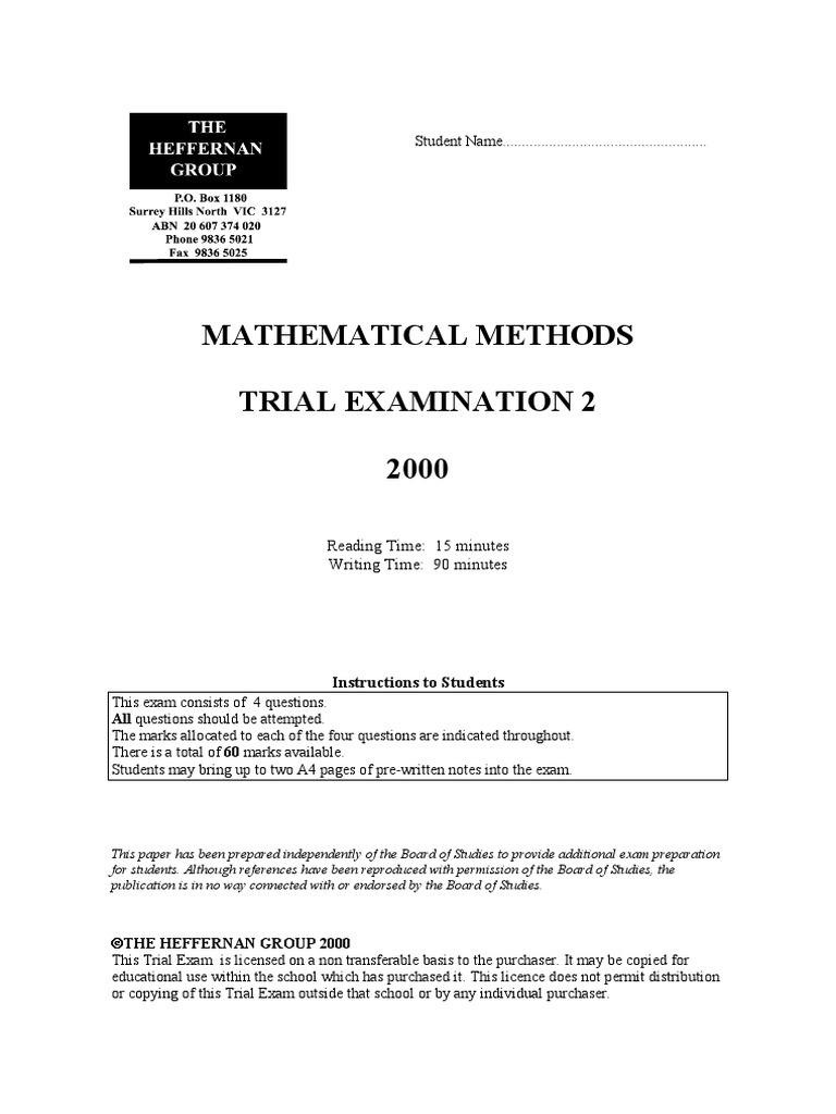(Methods) 2000 Heffernan Exam 2 PDF | PDF