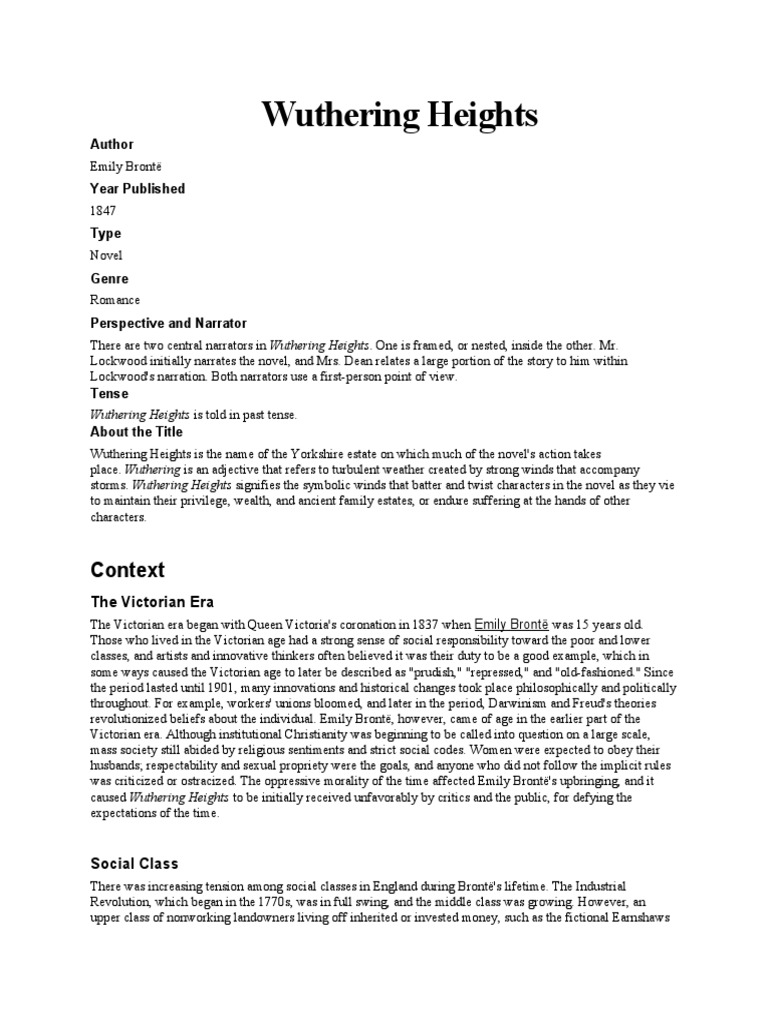 Wuthering Heights: A Victorian Novel Analysis | PDF