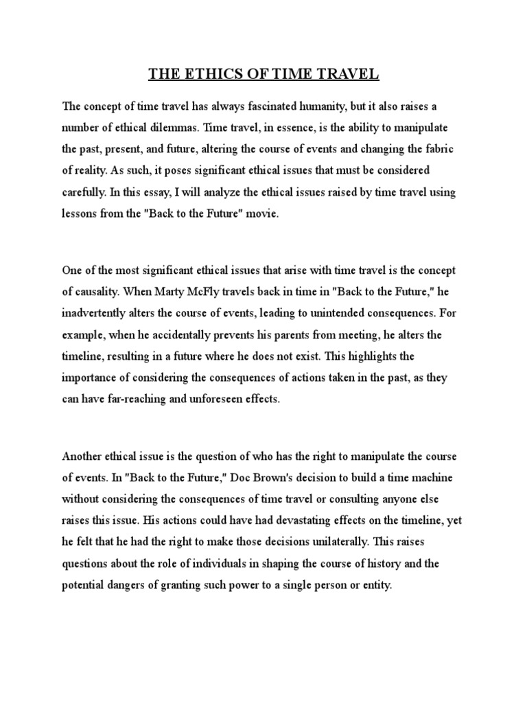 The Ethics of Time Travel | PDF | Free Will | Time Travel