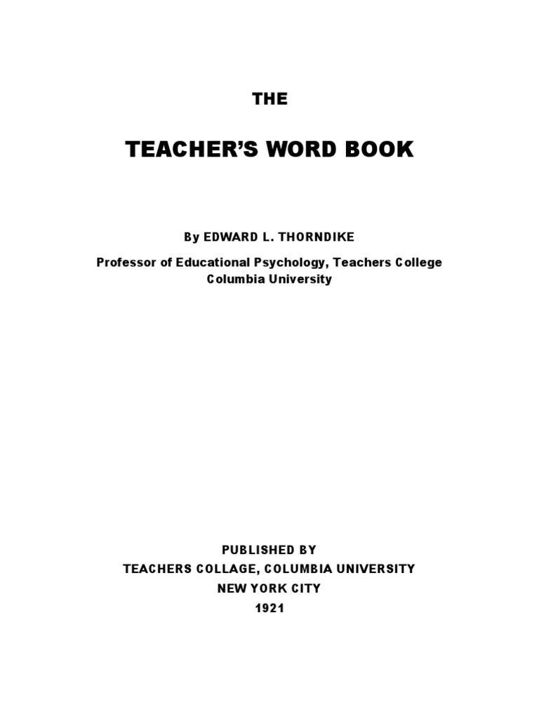 Teacher's Word Book | PDF | Career & Growth | Language Arts & Discipline