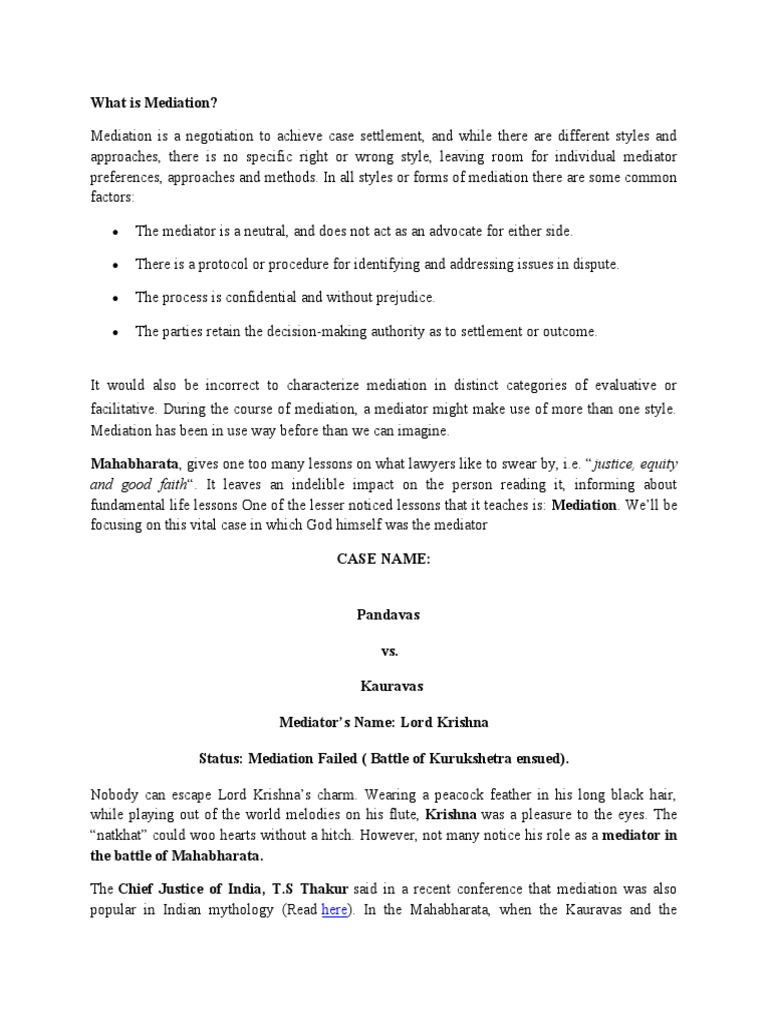 History and Practice of Mediation in India | PDF | Social Science