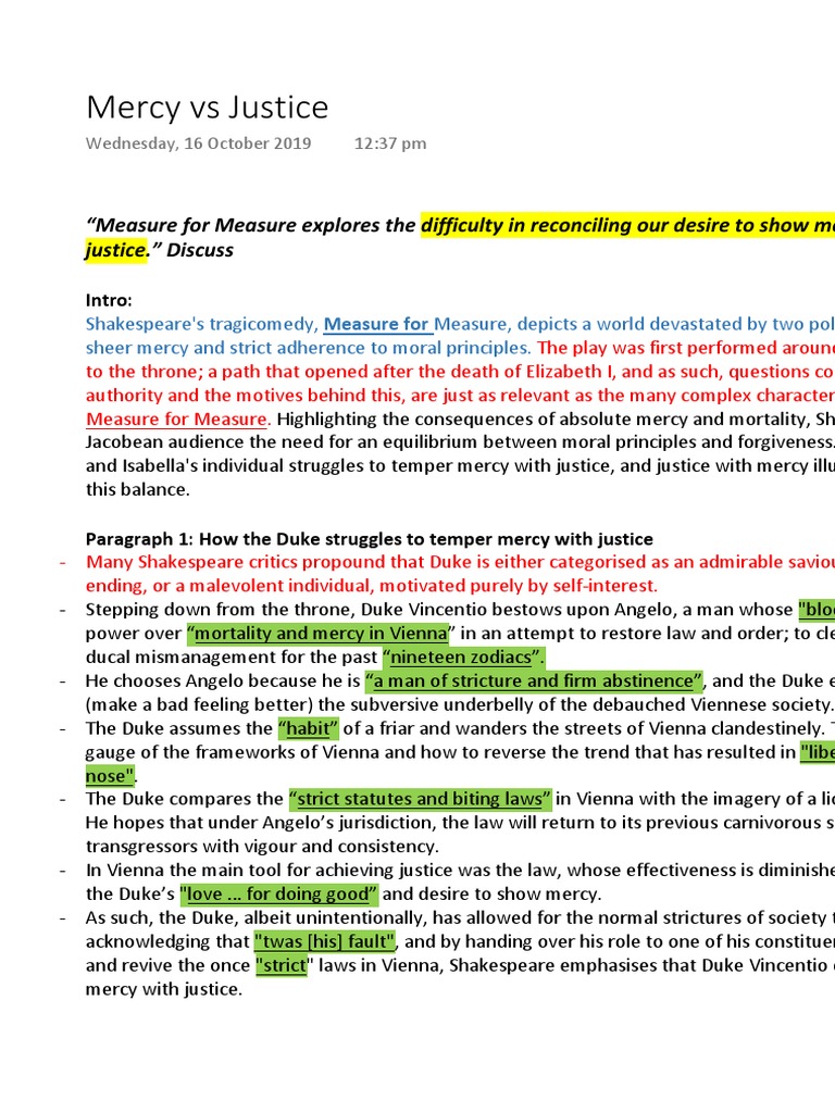 Mercy Vs Justice | PDF | Mercy | Forgiveness