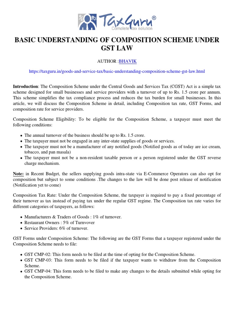 Understanding GST Composition Scheme | PDF | Taxes | Payments