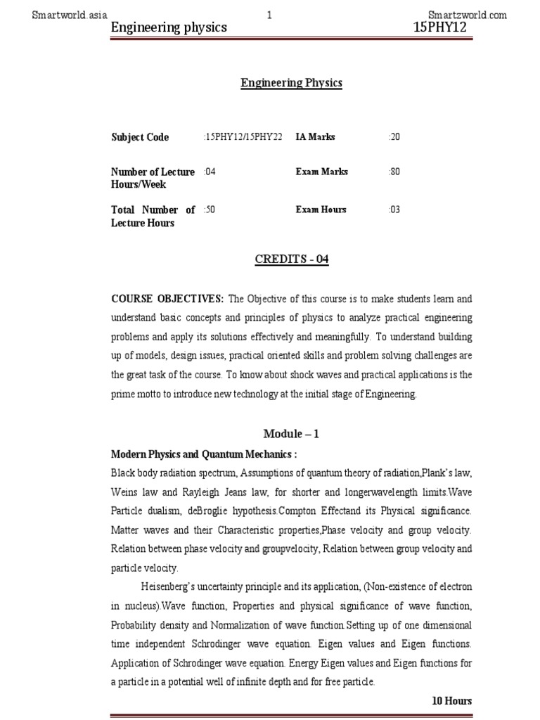 Cse-I-Engineering Physics Notes PDF | PDF