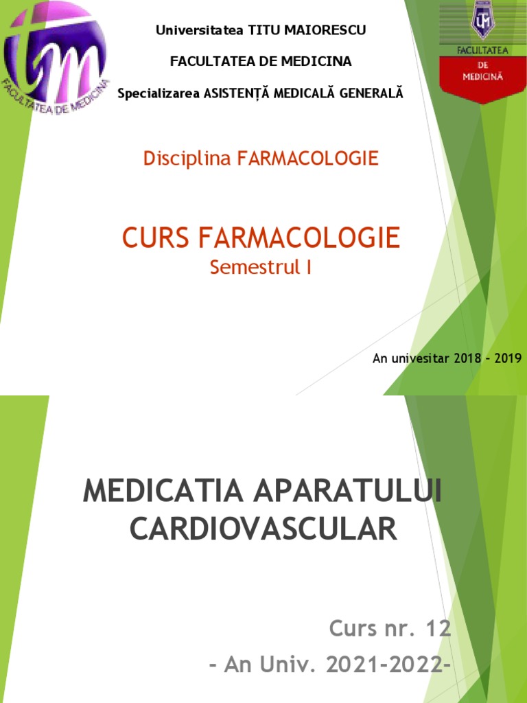 12.FARMACOLOGIE SPECIALA (Cardio) | PDF